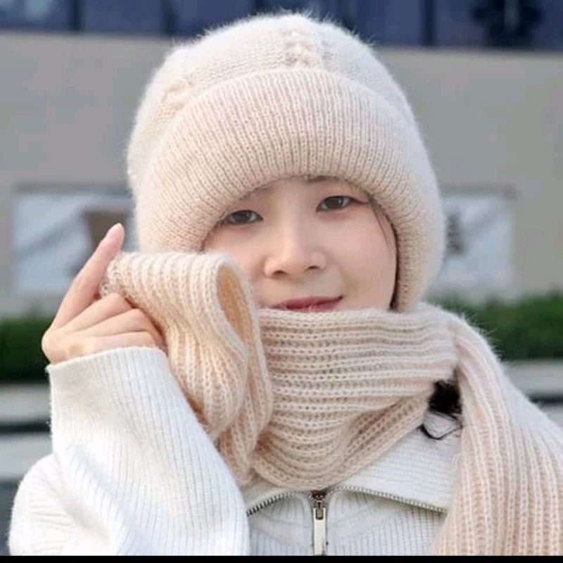 Jual Topi Kupluk Syal Wanita Musim Dingin Hijab | Shopee Indonesia