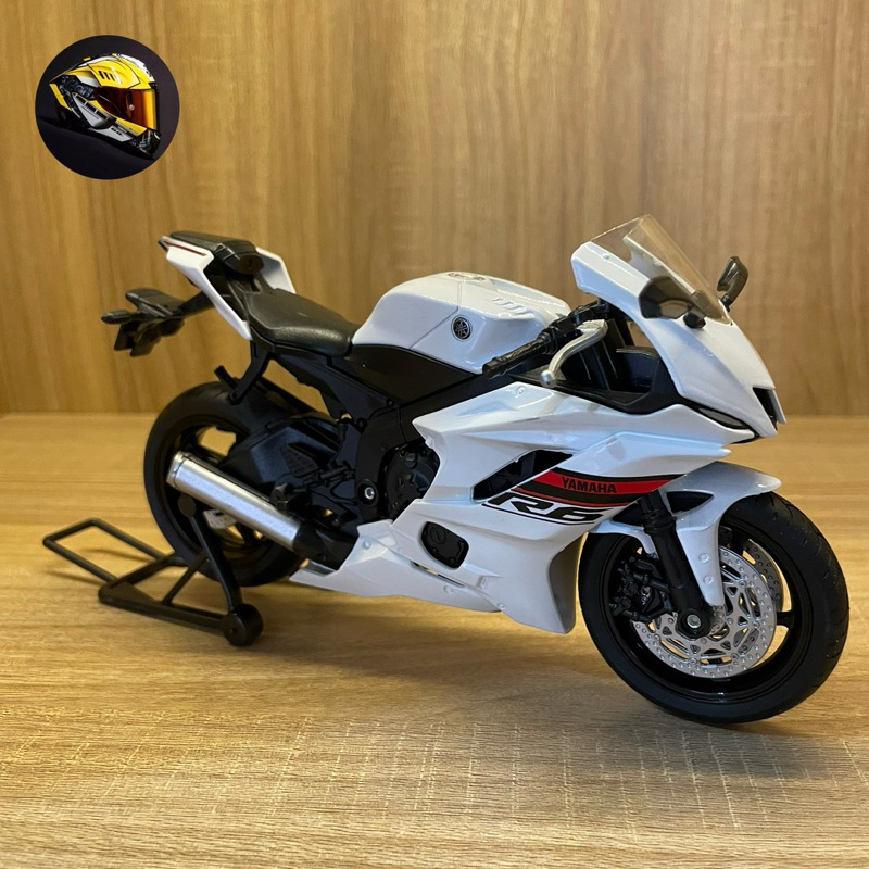 Jual diecast miniatur motor yamaha R6 skala 1:12 new hitam dan putih ...