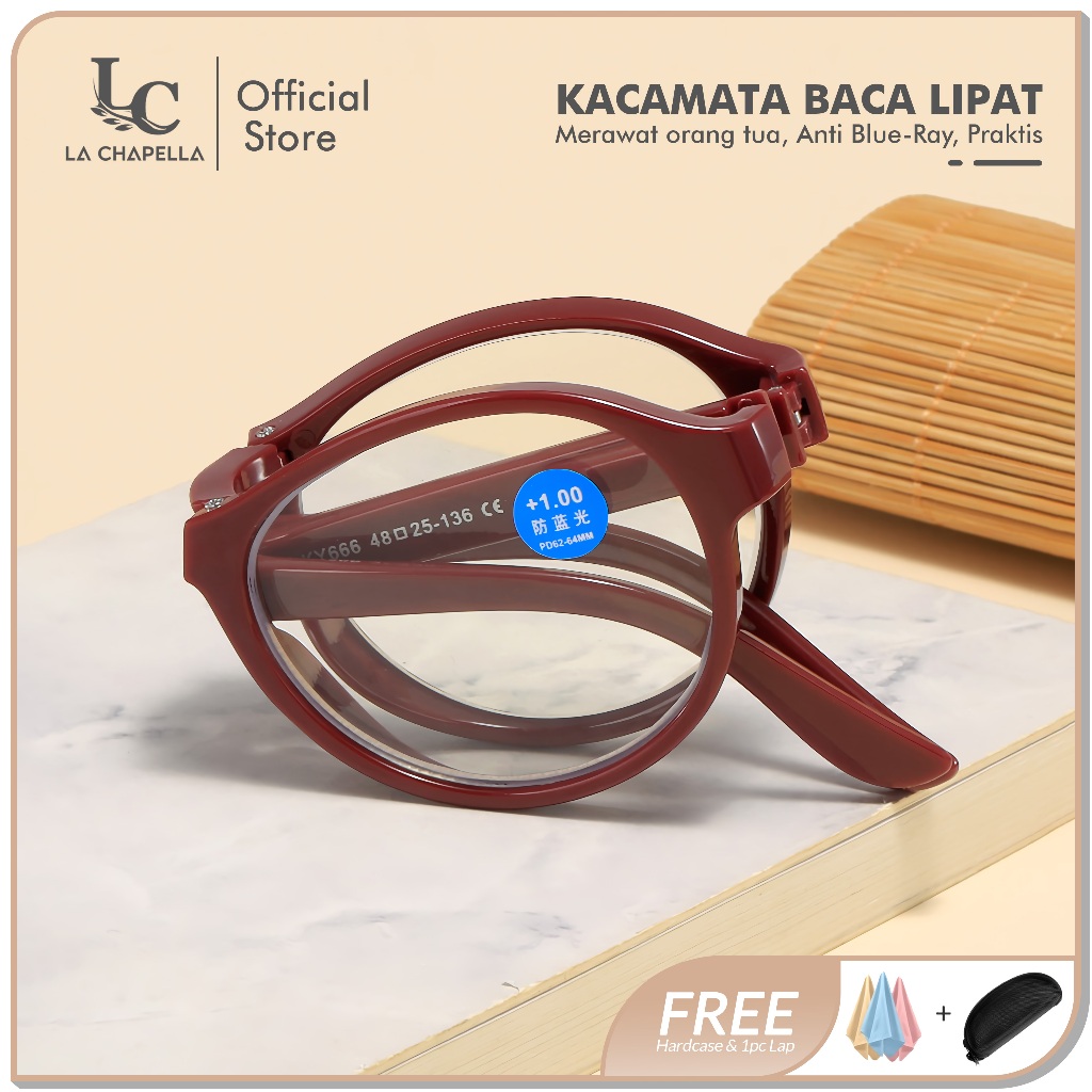 Jual La Chapella Kacamata Baca Frame Oval Lensa Anti Blueray Plus Progressive Bisa Dilipat TR90 ...
