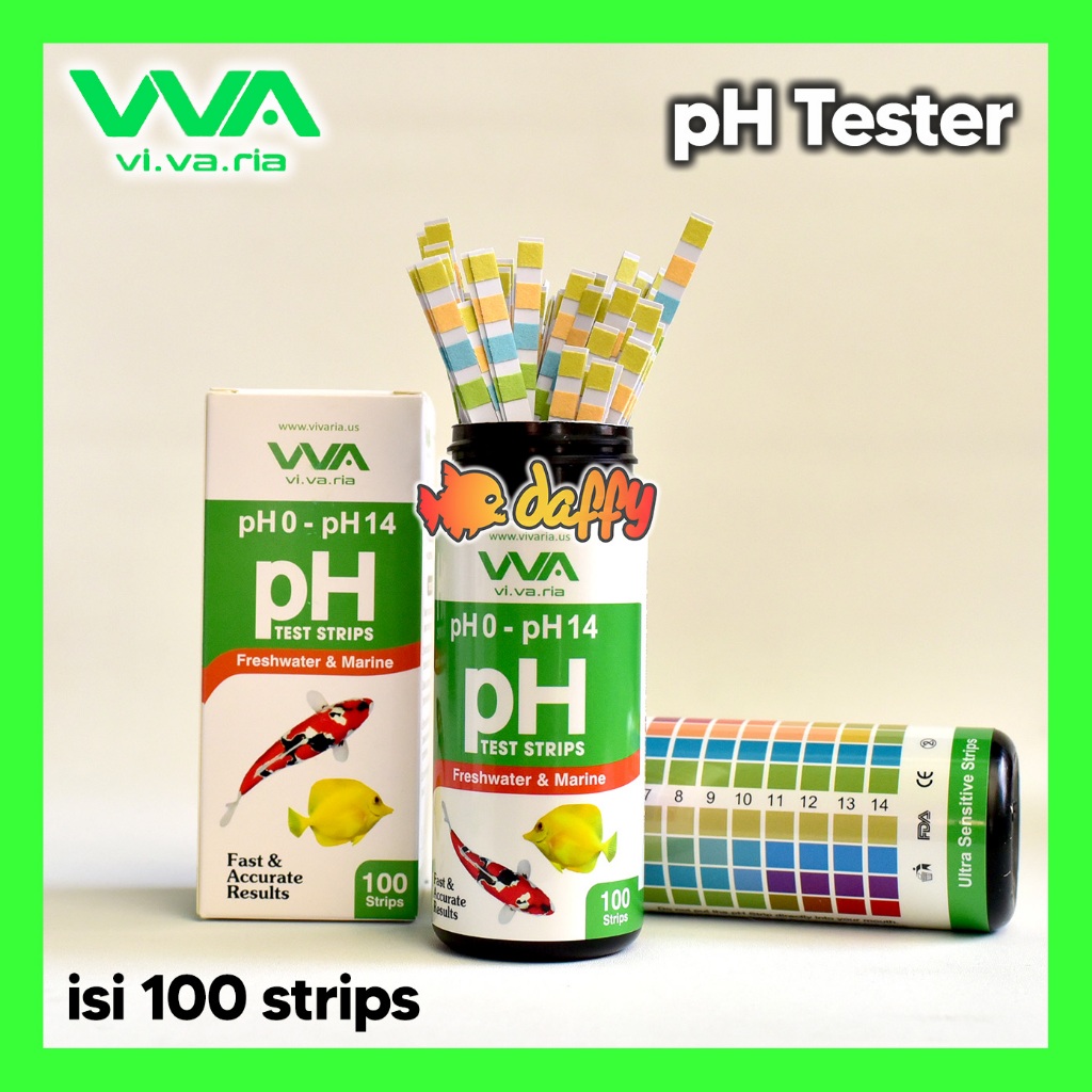 Jual Vivaria pH Tester 100 strips : alat tes pH air akuarium kolam PDAM ...