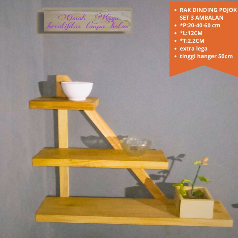 Jual Terbaru ESTETIK RAK DINDING GANTUNG 3 SUSUN MINIMALIS, Rak pojok ...