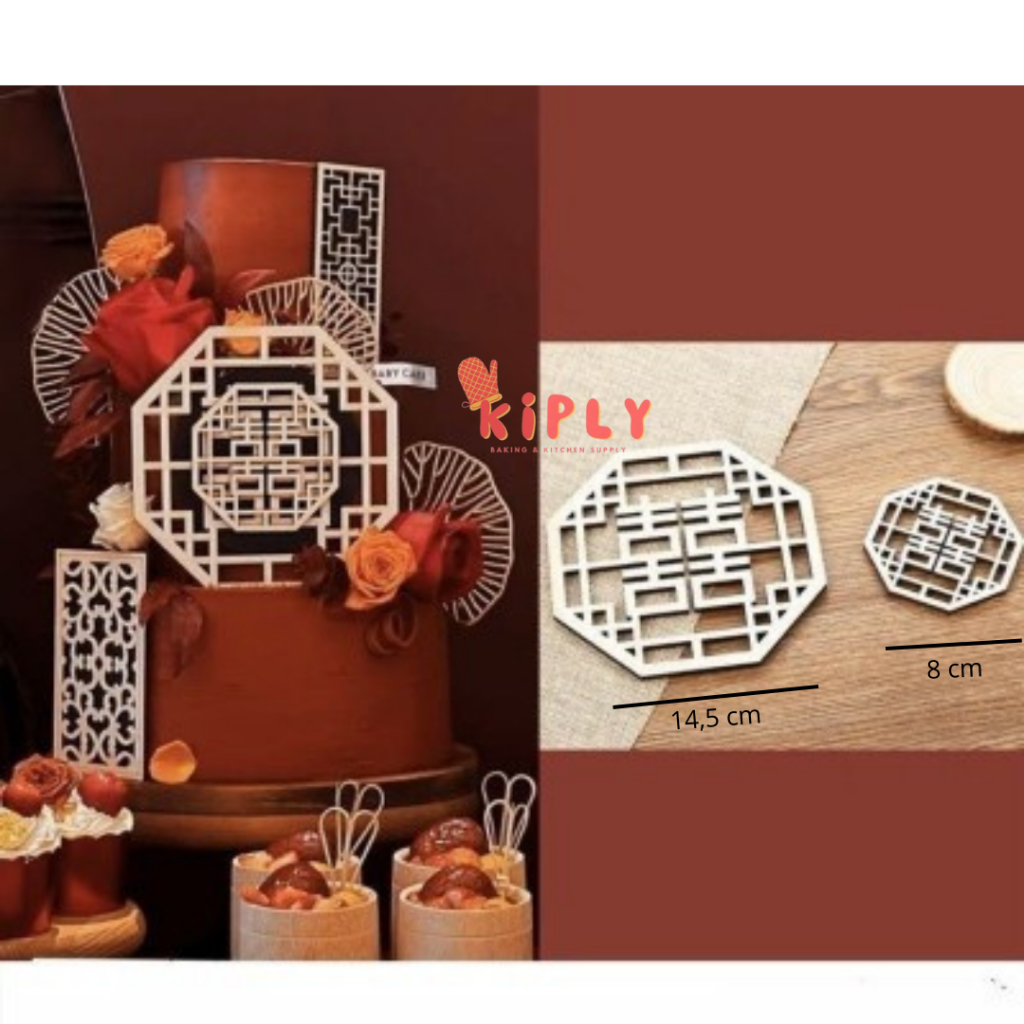 Jual Chinese cake dekorasi kayu kipas imlek/Cake Topper Motif Cina ...