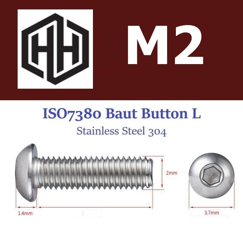 Jual Baut Button L M2 ISO7380 Hex Stainless Steel 304 | Shopee Indonesia