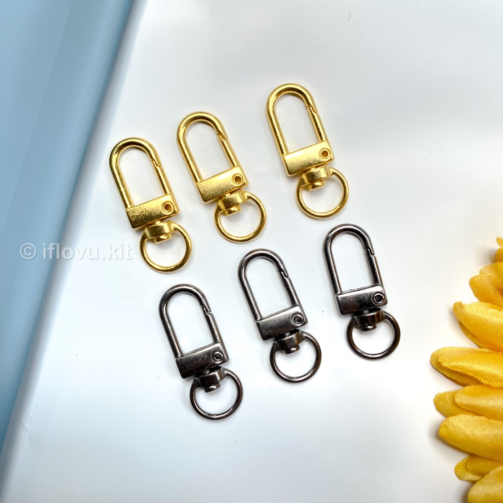 Jual Kait gantungan Kunci Tas Kew Kew Kait Besi Warna Emas Hitam Silver ...