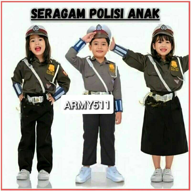Jual POCIL Baju Polisi Anak Setelan Karnafal Cewe Cowo Polwan Tk ...