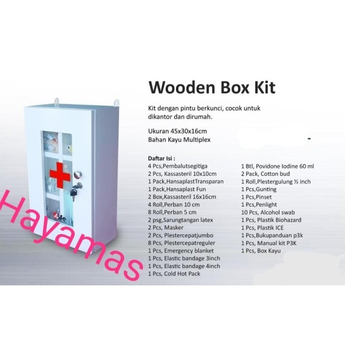 Jual Kotak P3K Kayu Logo Hijau 4Life + Isi First Aid Kit / Kotak P3K ...