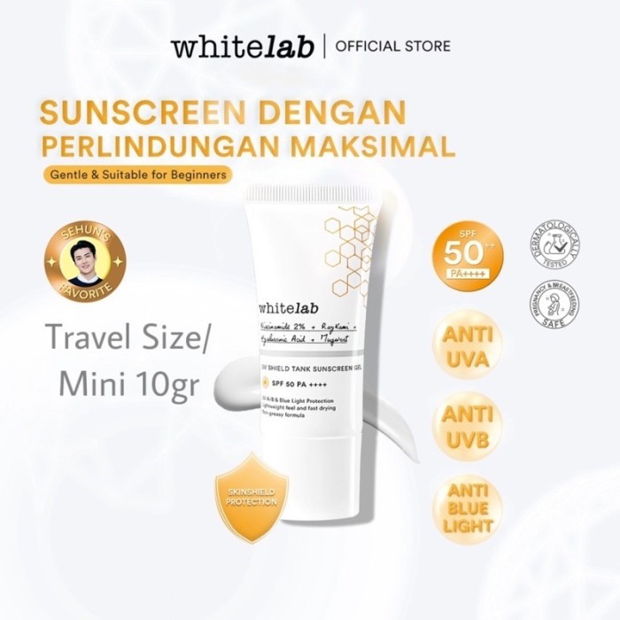 Jual Whitelab Mini UV Shield Tank Sunscreen Gel SPF 50++ PA++++ 10gr (kemasan lama) | Shopee ...