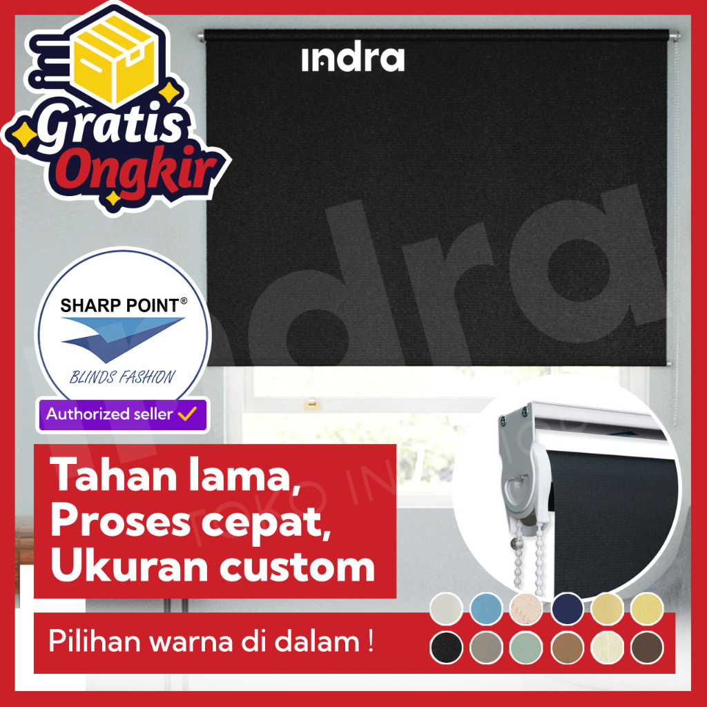 Jual Sharp Point Roller Blind Gorden Blackout 100% Tirai Jendela Gulung ...
