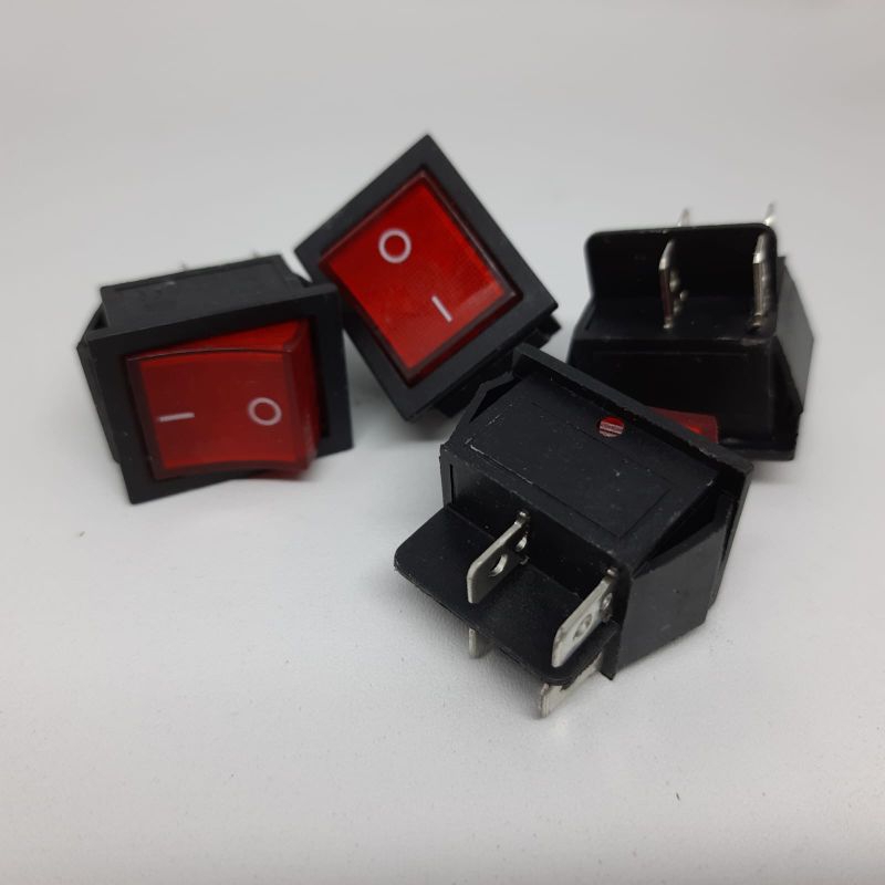 Jual Saklar Switch ON OFF Kotak Besar 4 Pin Merah + Lampu | Shopee ...