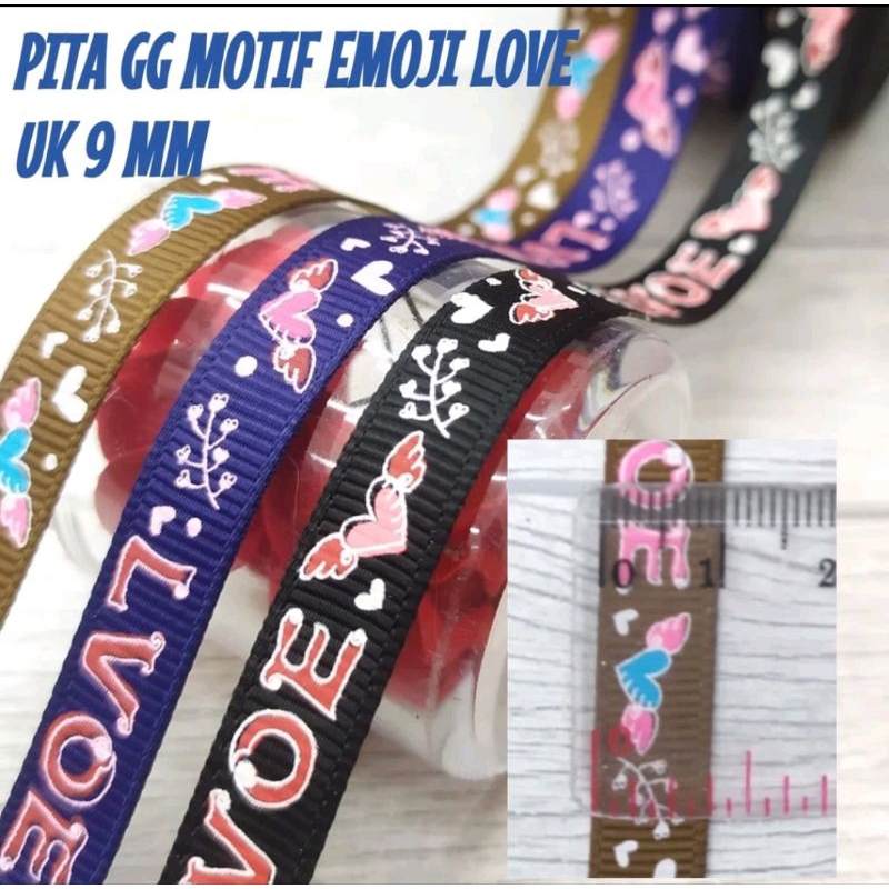 Jual 1 Yard | Pita Motif | Pita Kerajinan Tangan Motif Love • Pita Kado ...