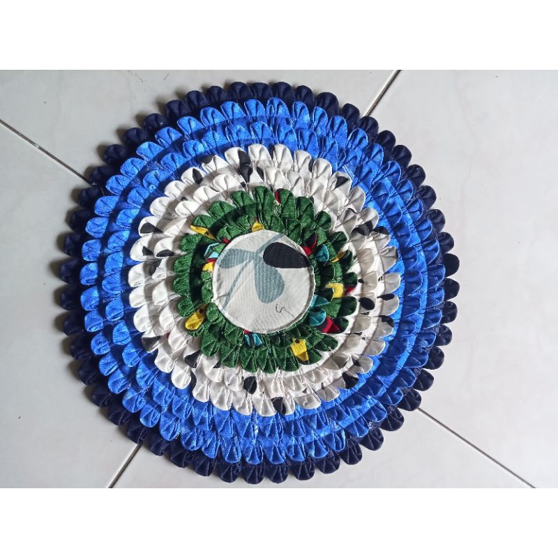Jual keset kaki kain perca /souvenir obral murah/keset lantai bulat ...