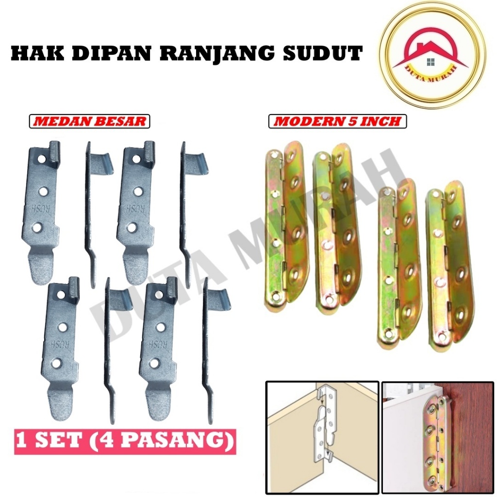 Jual Hak Dipan Kait Ranjang Sudut 1 set (4pasang) 9cm / Hak Dipan ...