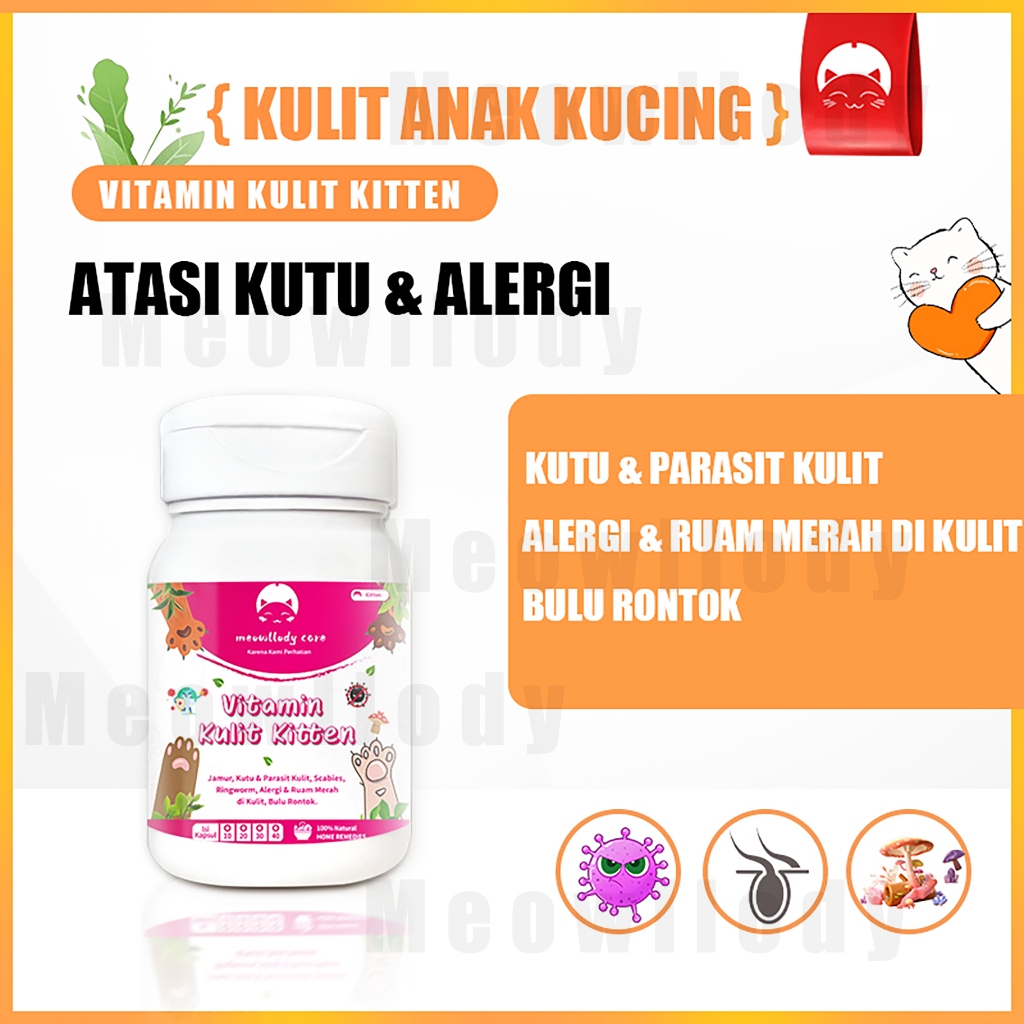 Jual Vitamin Kucing 1Kaps MASALAH KULIT KITTEN untuk Bulu Rontok Jamur ...