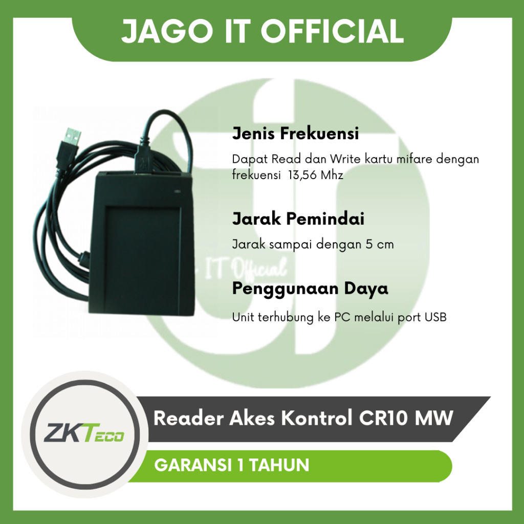 Jual Pembaca RFID USB ZKTeco CR10MW Card Enrollment Reader | Shopee ...