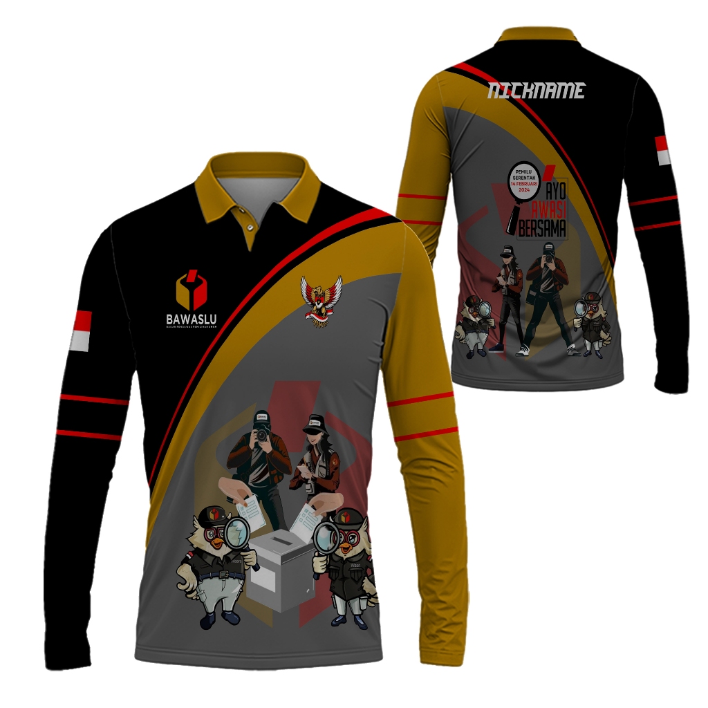 Jual KAOS BAJU BAWASLU PENGAWAS TPS PEMILU 2024 MASKOT TERBARU KAOS ...