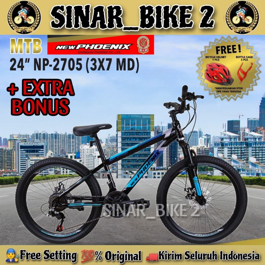 Jual Sepeda Gunung MTB PHOENIX NP-2705 Ukuran 24 & 26 Inch 21 Speed Rem ...
