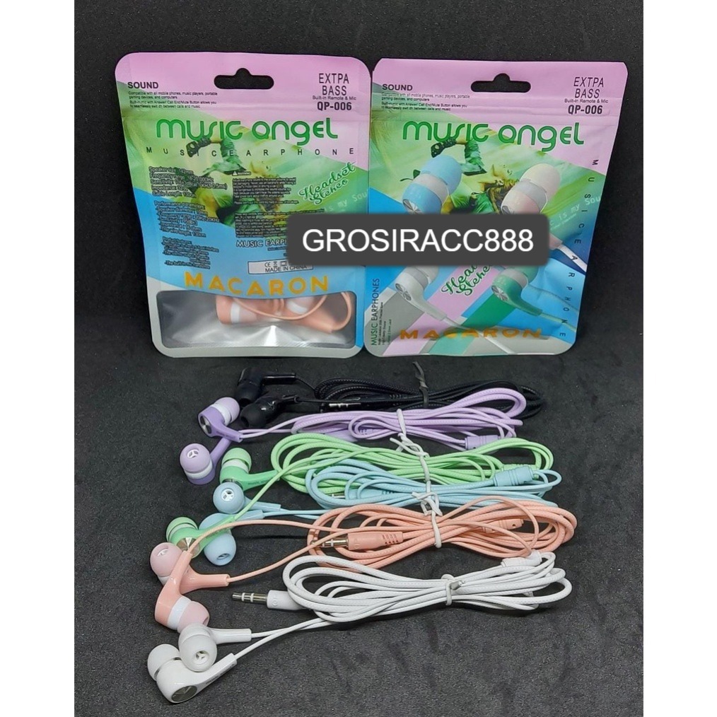 Jual Handsfree Headset Music Angel Macaron Non Mic Earphone Color Hifi ...