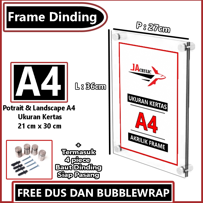 Jual Frame Foto Akrilik / Display Dinding Akrilik Ukuran A4 | Shopee ...