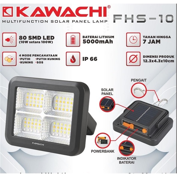 Jual Kawachi Lampu LED tembak sorot LED solar panel powerbank 10 watt ...