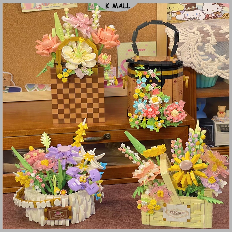 Jual Mainan Blok DIY Flower Block Buket Bunga Mainan Block Bricks Mini ...