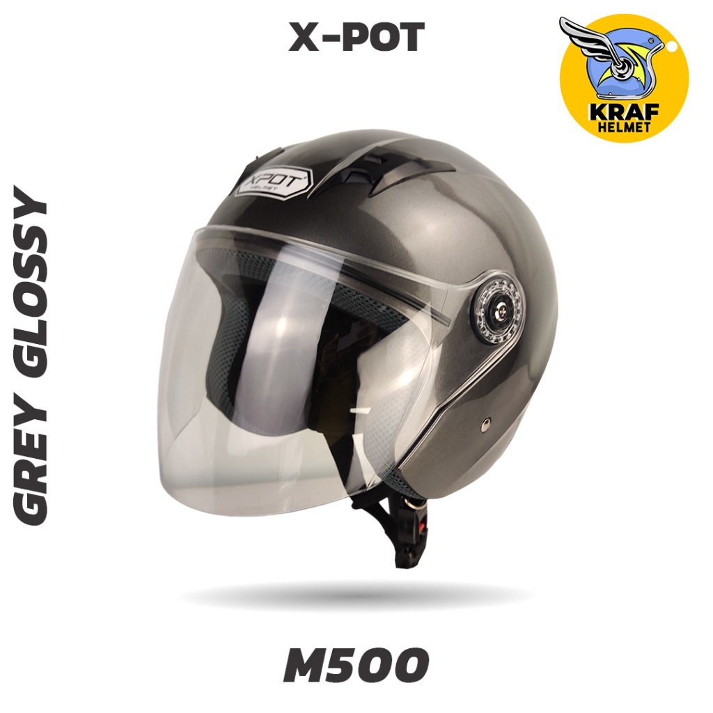 Jual Helm M500 XPOT Grey Glossy | Helm Export Thailand | Half Face ...