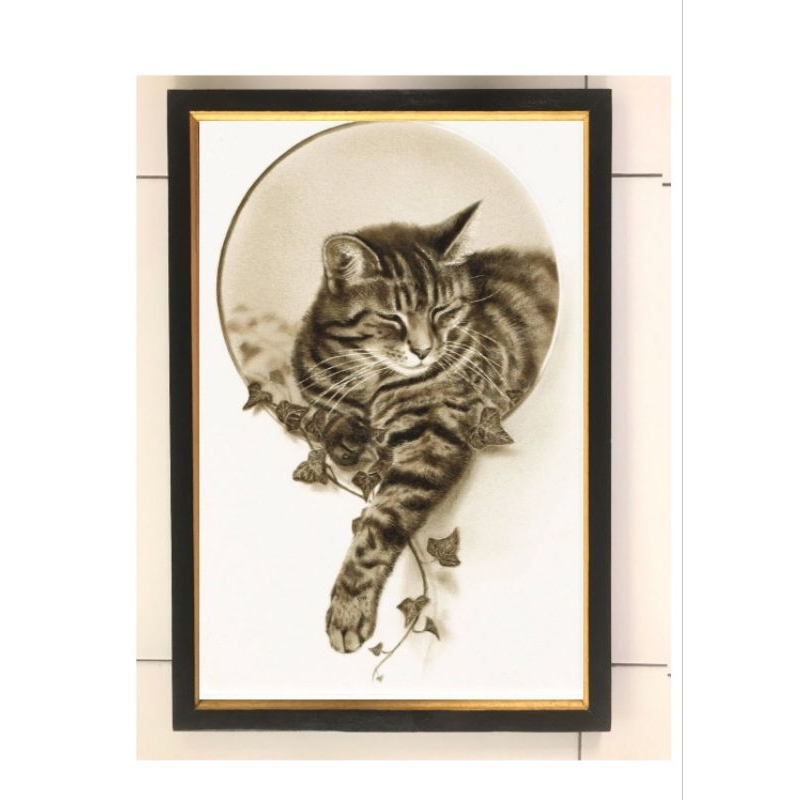 Jual Hiasan dinding cetak gambar lukisan kucing lucu 3D plus bingkai uk ...