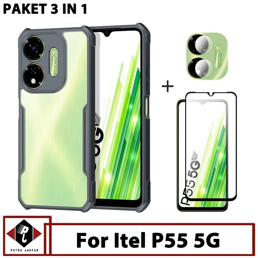 Jual Paket 3in1 Casing Transparan Itel P55 5G Free Anti Gores Layar dan ...
