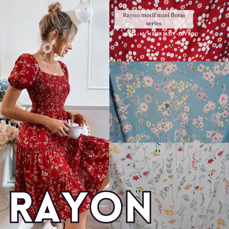 Jual Katun Rayon motif mini florals motif bunga kecil | Shopee Indonesia