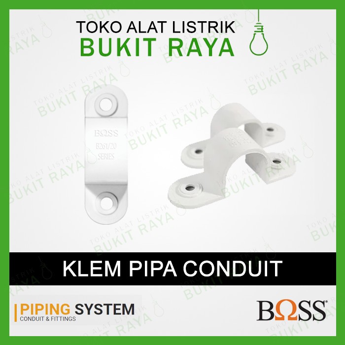 Jual BOSS Klem Pipa Conduit 20mm / Clamp Pipa Listrik 20 mm Putih ...