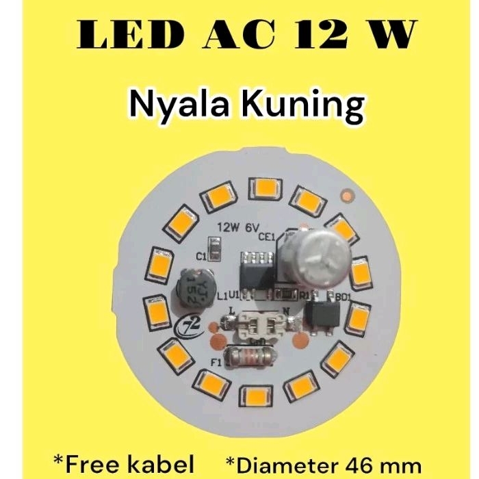 Jual PCB Mesin LED AC 12 W Kuning FREE KABEL | Shopee Indonesia