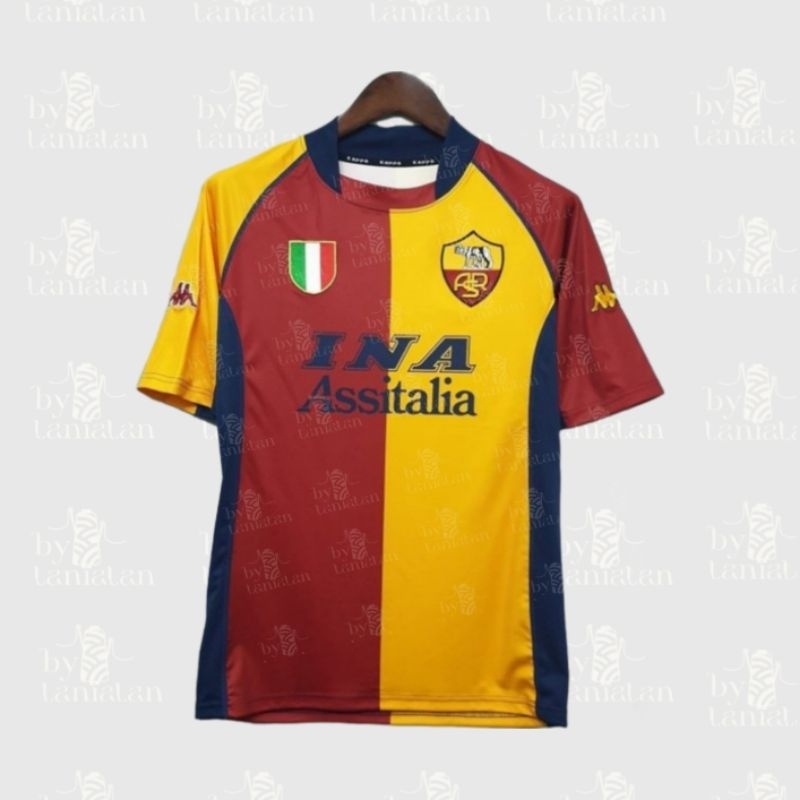 Jual JERSEY AS ROMA RETRO 2001/2002 RED AND YELLOW (Free Nama + No ...