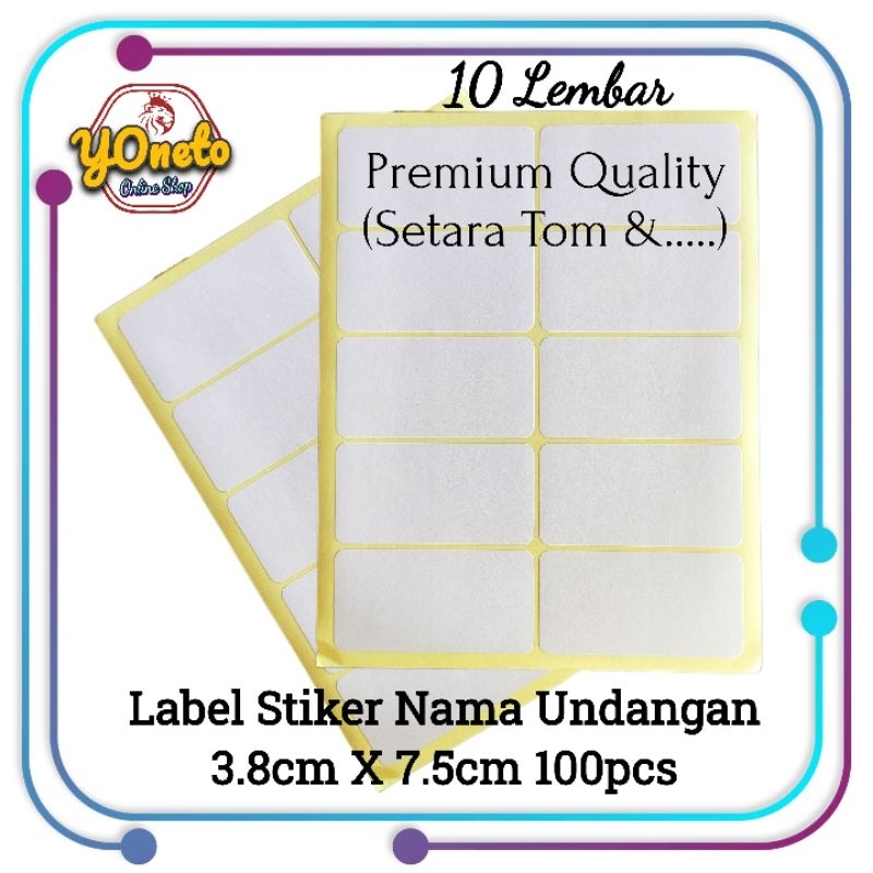 Jual Label Sticker Nama & Undangan 3.8cm X 7.5cm ( 10lbr * 10pcs ...