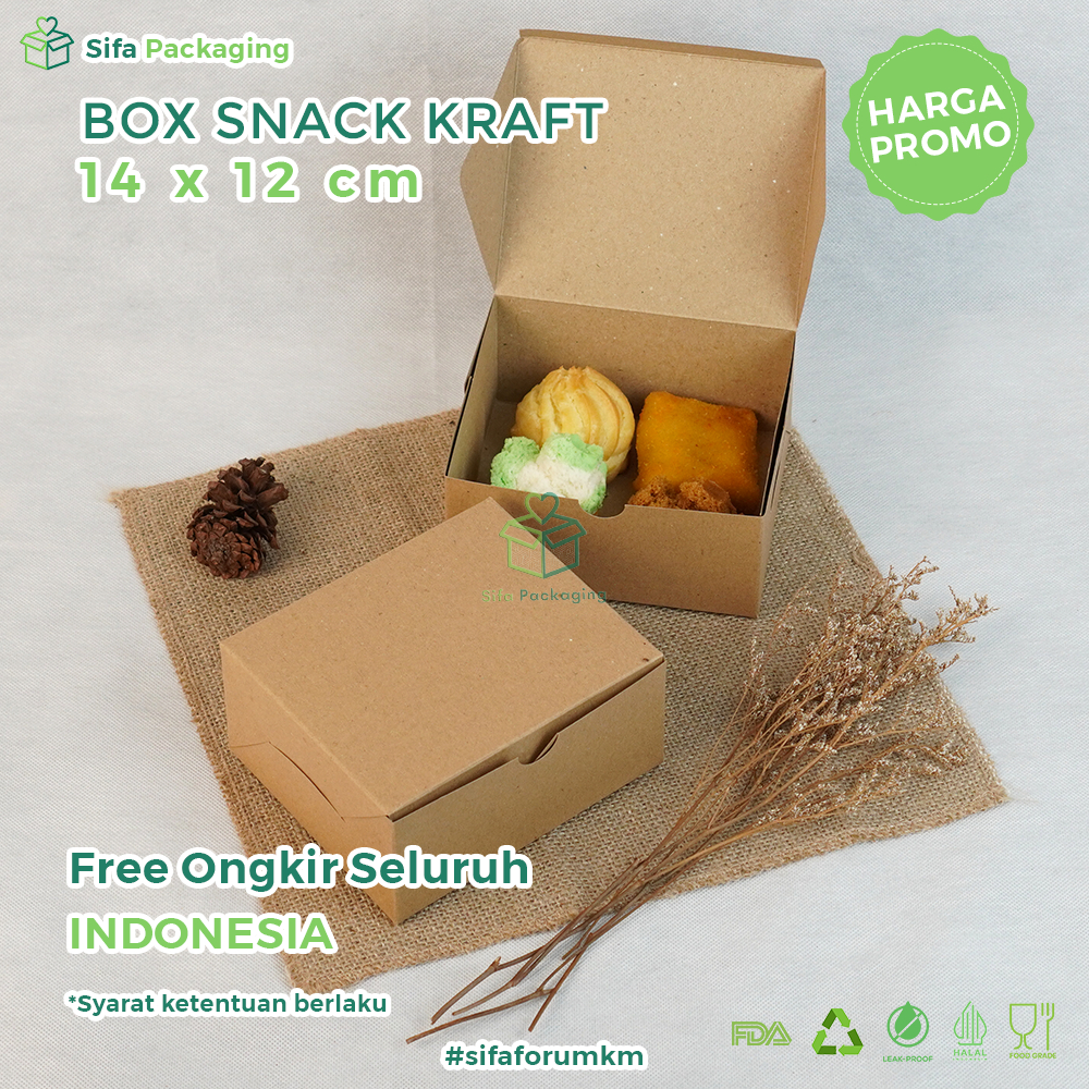 Jual Snack Box 14x12 Kraft Dus Kue Box Snack Kotak Donat Bolu | Shopee ...