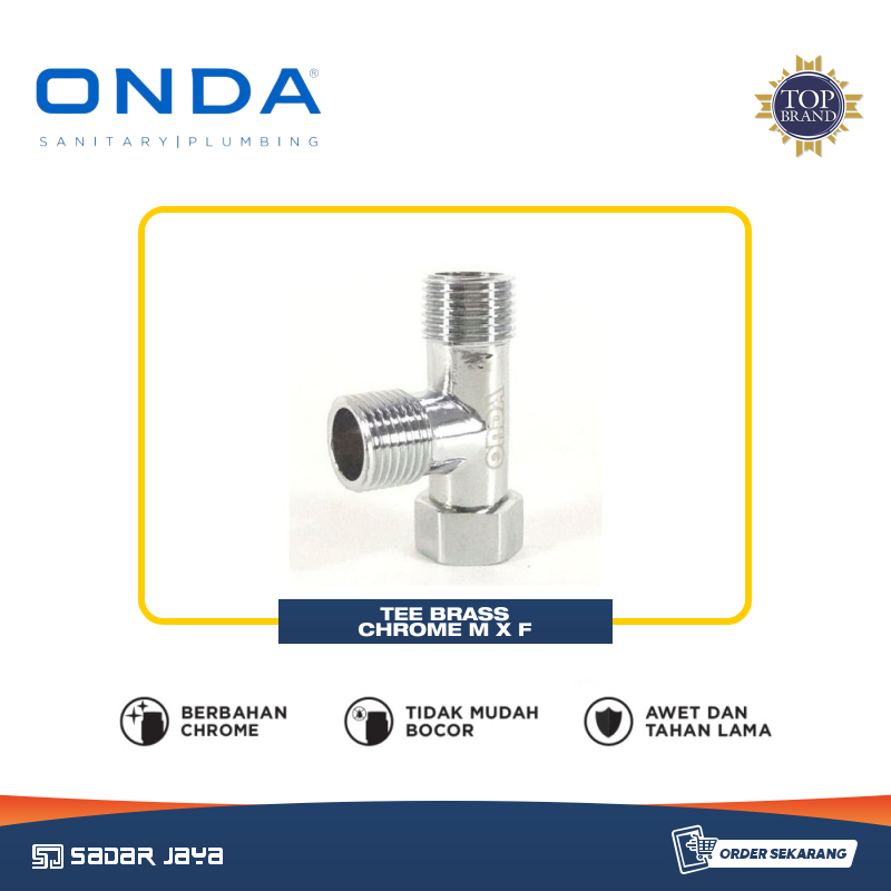 Jual ONDA Tee Brass Chrome Fitting MXF Sambungan Cabang Kuningan 1/2" Male Female | Shopee Indonesia