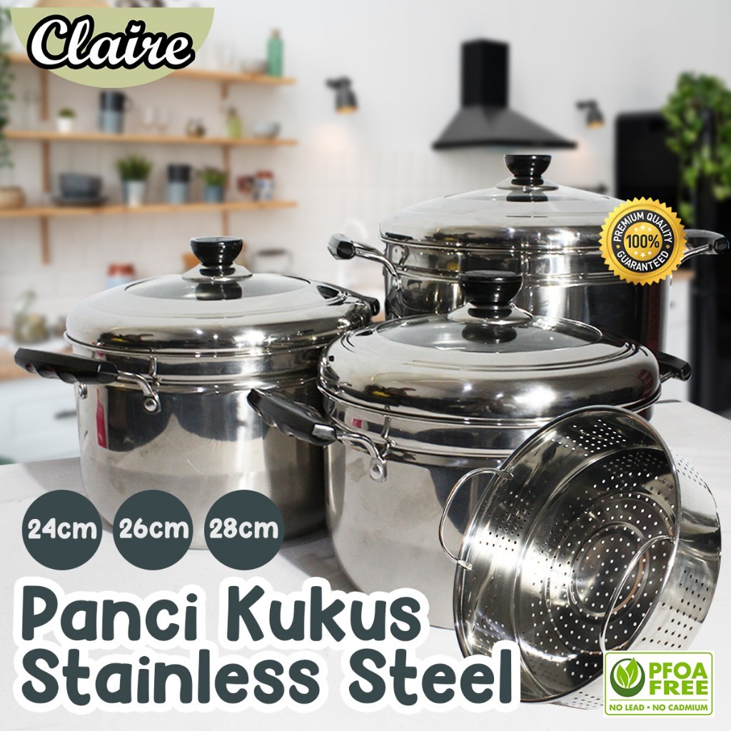 Jual Panci Kukus Steamer Pan Japan Stainless Steel - Panci Panca Guna 24/26/28CM - Panci Set ...