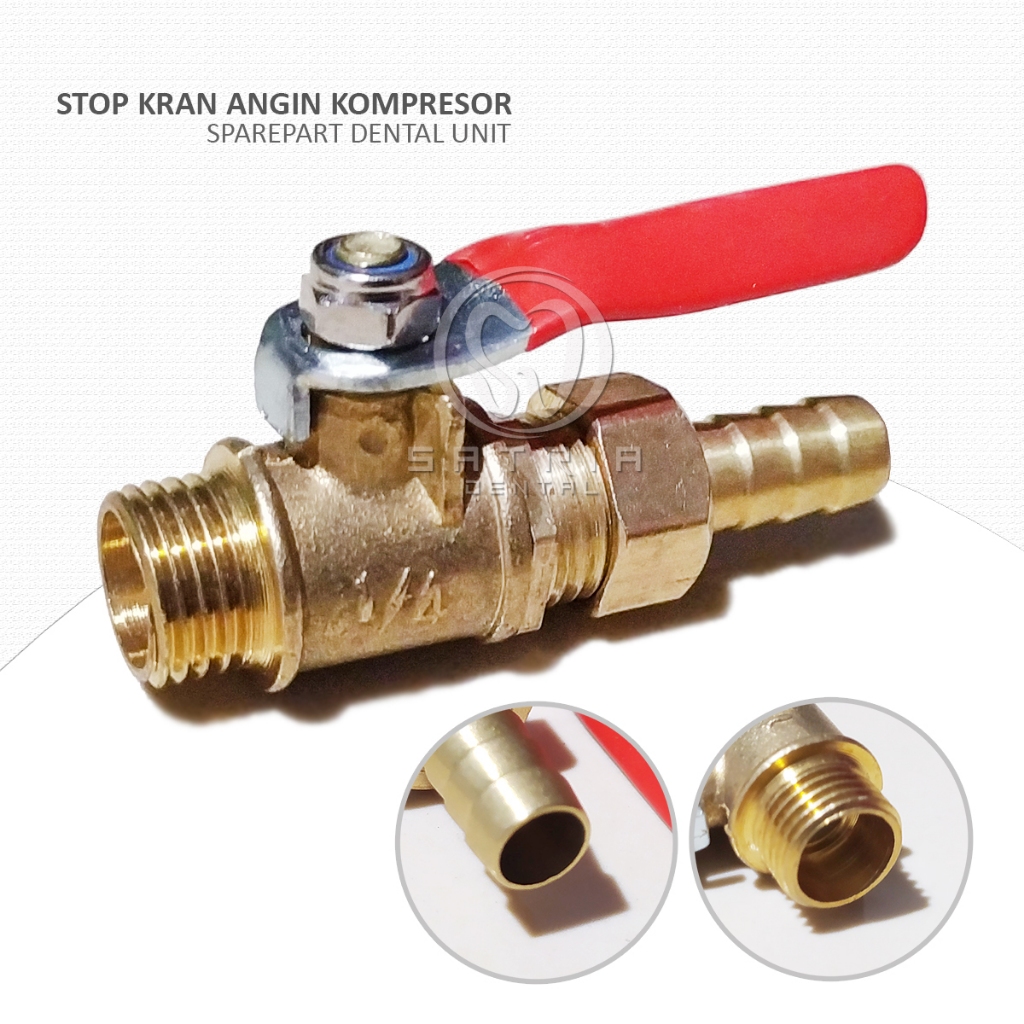 Jual Sparepart Dental Kran Angin Stop Kran Kompresor Ball Valve 1/4 ...