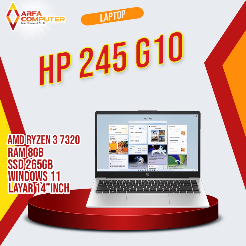 Jual LAPTOP HP 245 G10 RYZEN 3-7320U (8/256/14"FHD) WIN 11 FREE MOUSE | Shopee Indonesia