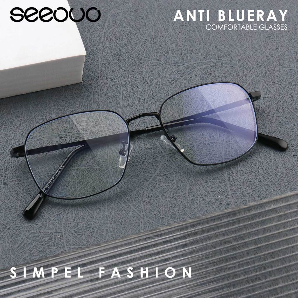Jual Seeouo Kacamata Antiiradiasi Blueray Model Kotak Bahan Metal Ringan Fashion Pria Wanita ...