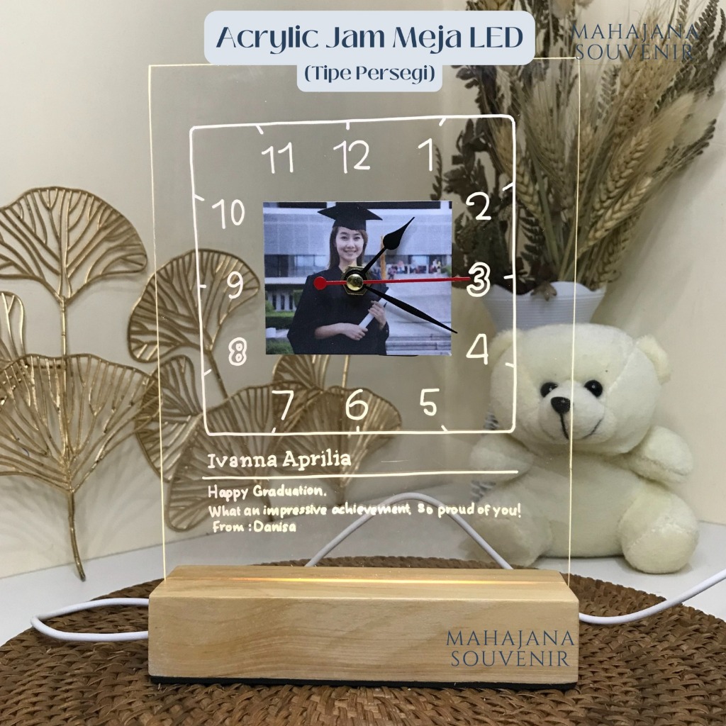 Jual Jam Meja Akrilik LED Kado Wisuda Kado Ultah Cewek Hadiah Wisuda ...