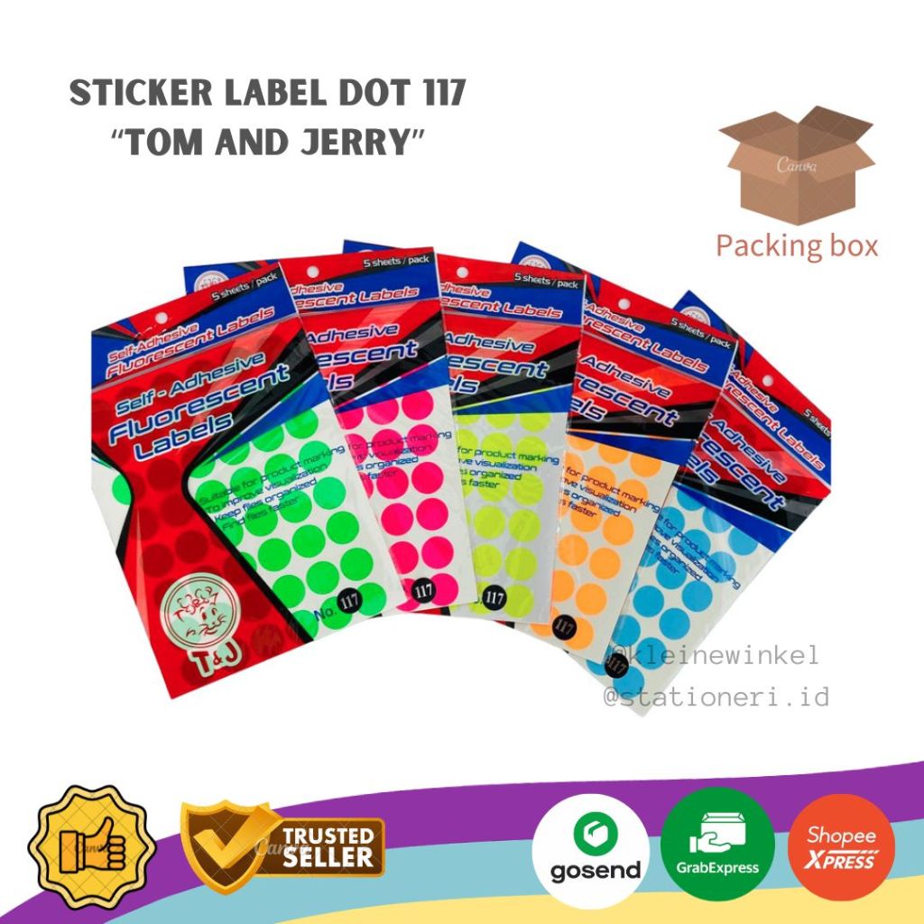 Jual Sticker Label Warna Fluorescent Dot Tom And Jerry 117 Shopee