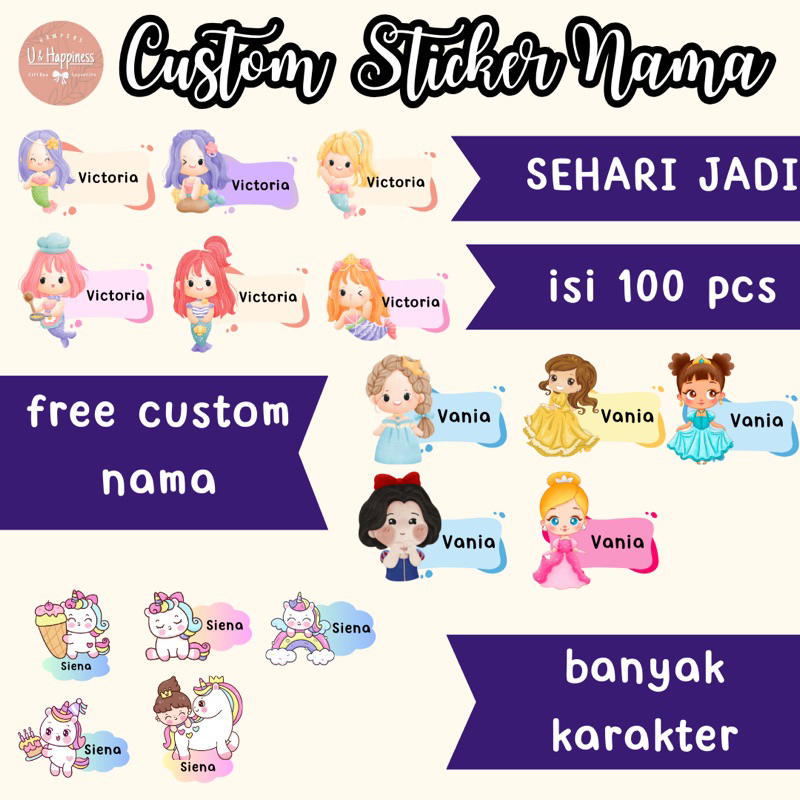 Jual STICKER NAMA ANAK CUSTOM LUCU | STIKER BUKU | Shopee Indonesia