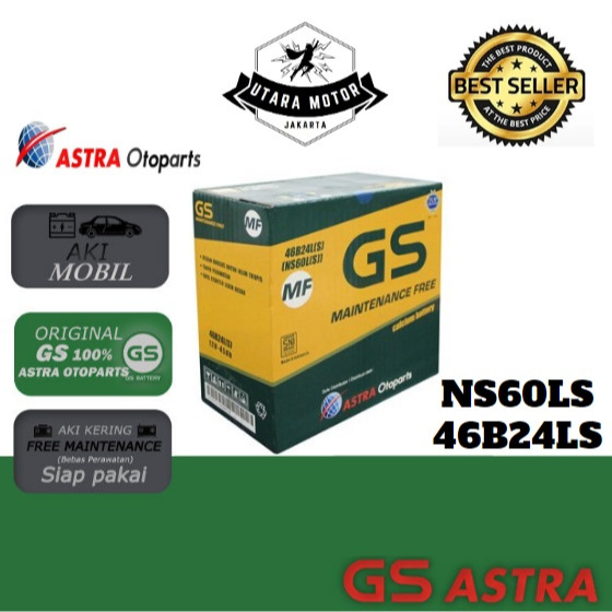 Jual GS ASTRA Aki Kering Mobil MF 46B24LS NS60LS 12V 45Ah Yaris Honda CRV | Shopee Indonesia