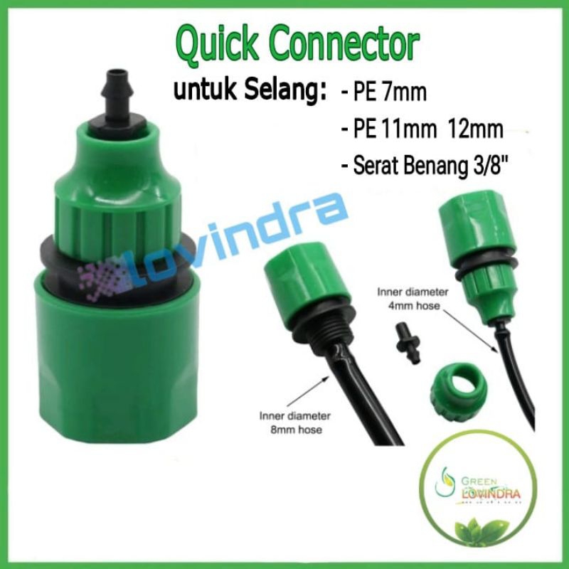 Jual Konektor Quick Release Selang PE 3/8inch 11mm dan 7mm atau ...