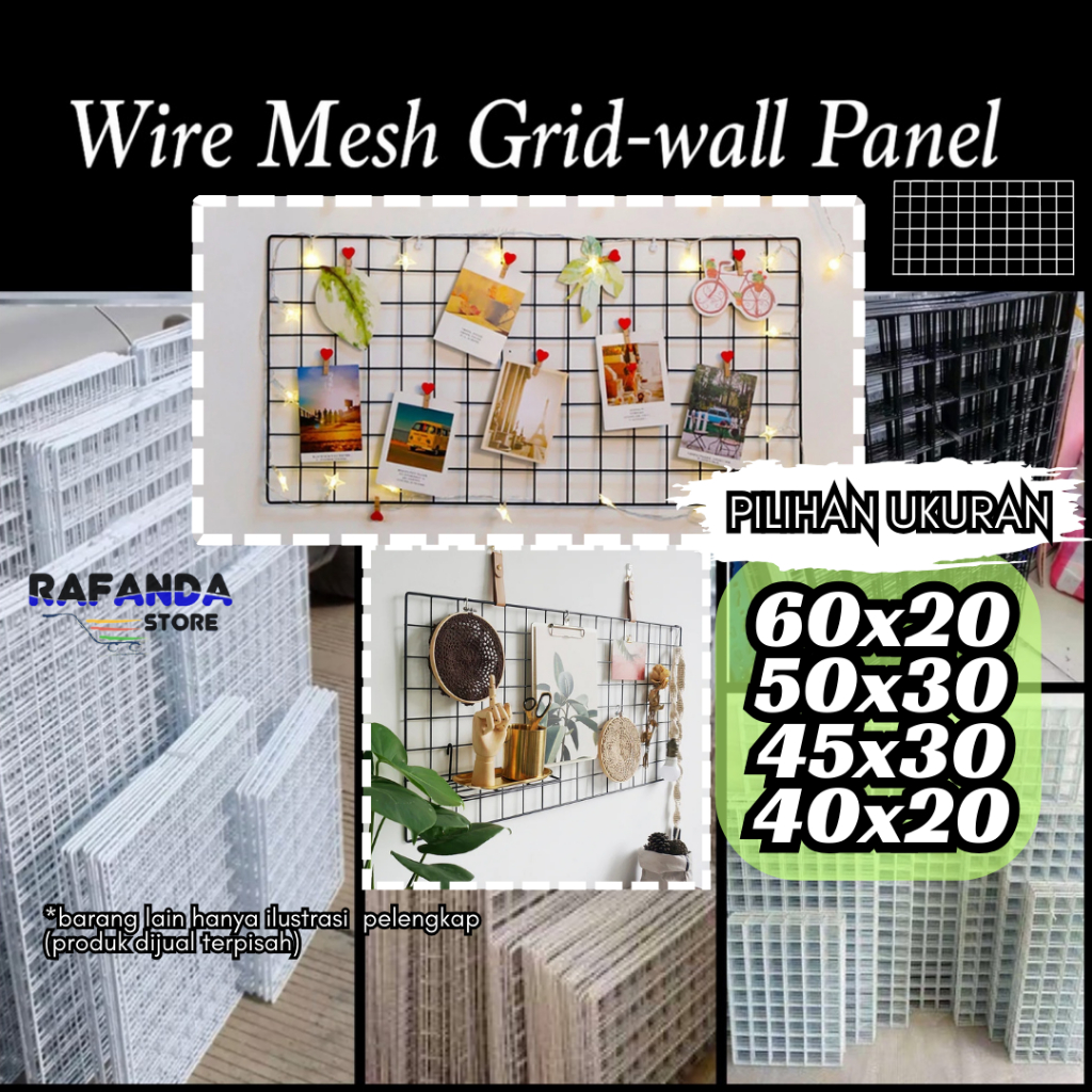 Jual Wire grid wall 60x20cm ram besi dinding nordic poto polaroid ...