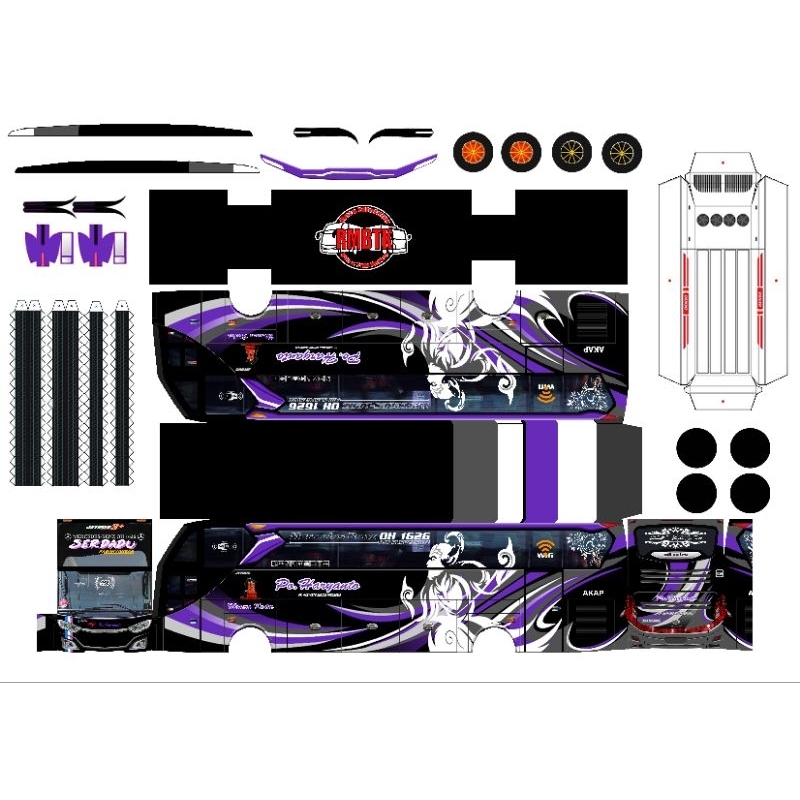 Jual Lembaran Pola Papercraft Bus Po Haryanto 056 Serdadu Skala 1:50 ...