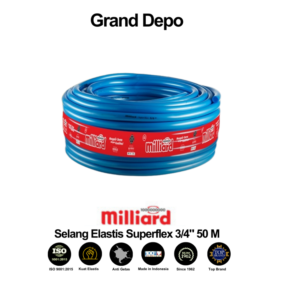Jual Milliard Selang Air Elastis Superflex Biru 3/4" 50 Meter | Shopee Indonesia