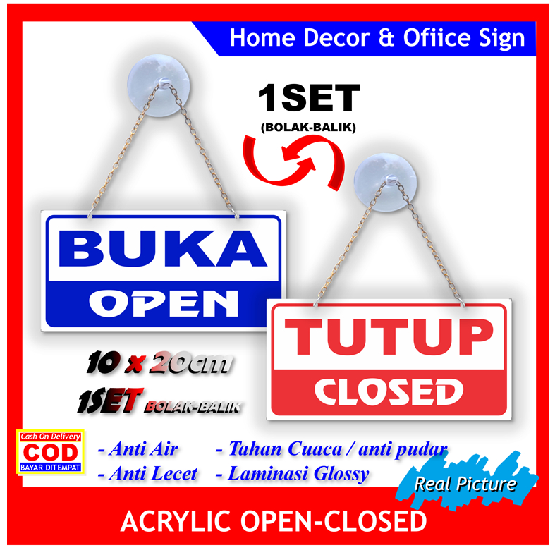 Jual Premium acrylic buka tutup open closed papan petunjuk pintu toko ...