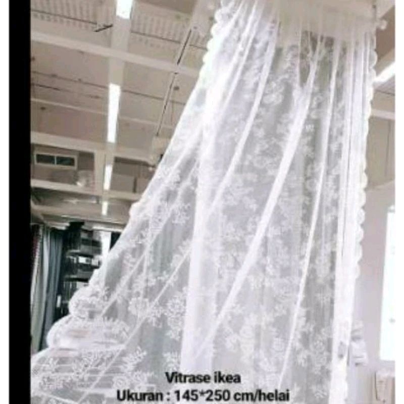 Jual vitrase bunga shabbychic alvine spets ik3a gorden jaring putih ...