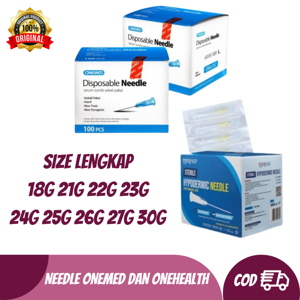 Jual Needle OneMed OneHealth/ Disposable Needle 18 23 24 25 26 27 30 G BOX | Shopee Indonesia