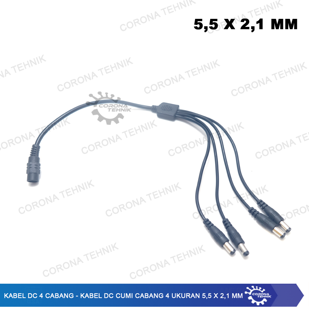 Jual Kabel DC Cumi Cabang 4 Ukuran 5,5 x 2,1 mm - Kabel DC 4 Cabang ...